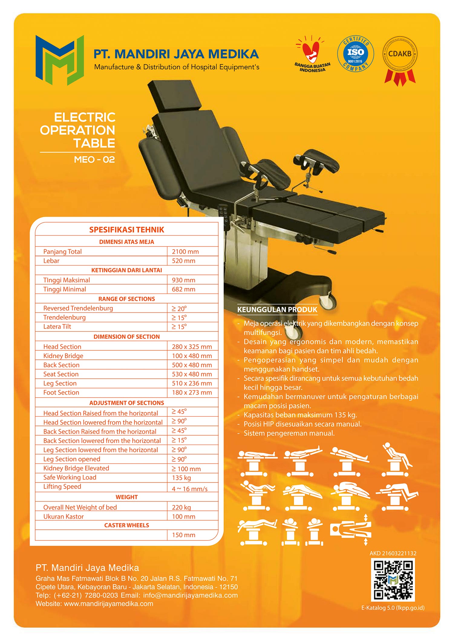 Electric Operation Table MEO-02 – Redones Indo Medika