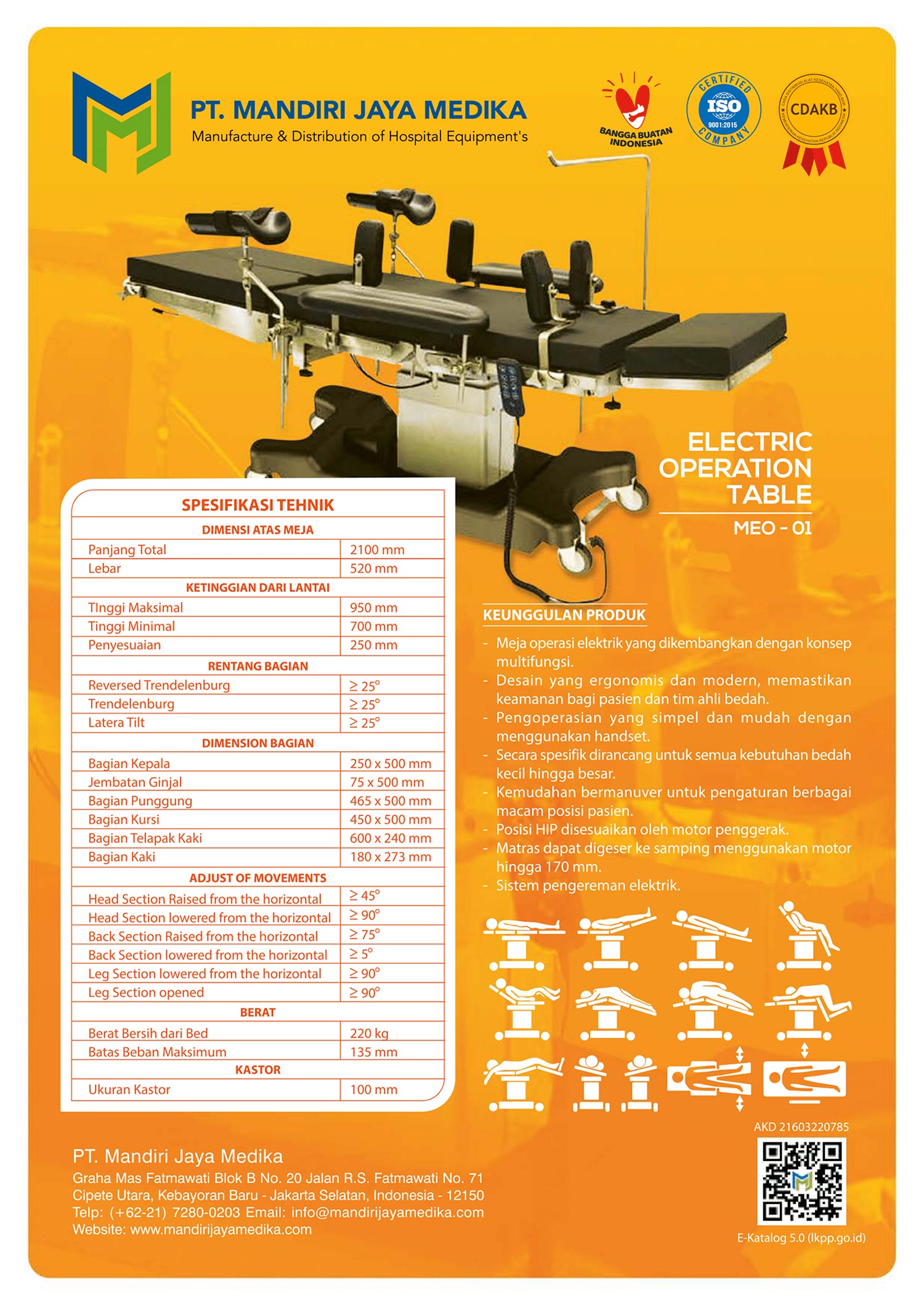 Electronic Operation Table MEO-01 – Redones Indo Medika